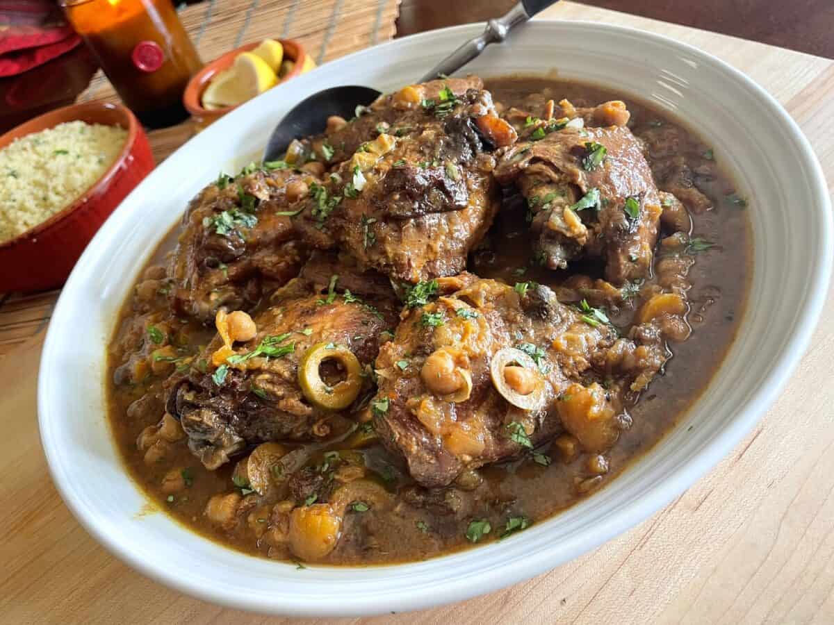 Slow-Cooker Chicken Tagine with Dried Fruit, Olives and Chickpeas - The ...
